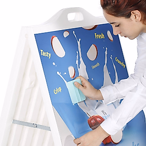 M&T Displays Street SignPro Board, White 24x36 Inch Weatherproof Sandwich Board A-Frame Sidewalk Curb Sign Holder Folding Portable Double Sided Advertising Display for Restaurant Cafe