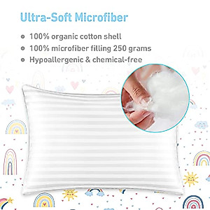 Toddler Pillow,13X18 Soft Baby Pillows for Sleeping, Machine Washable Kids Pillow with Cotton Pillowcase, Perfect for Travel, Toddlers Cot (Happy Sunny Rainbow)