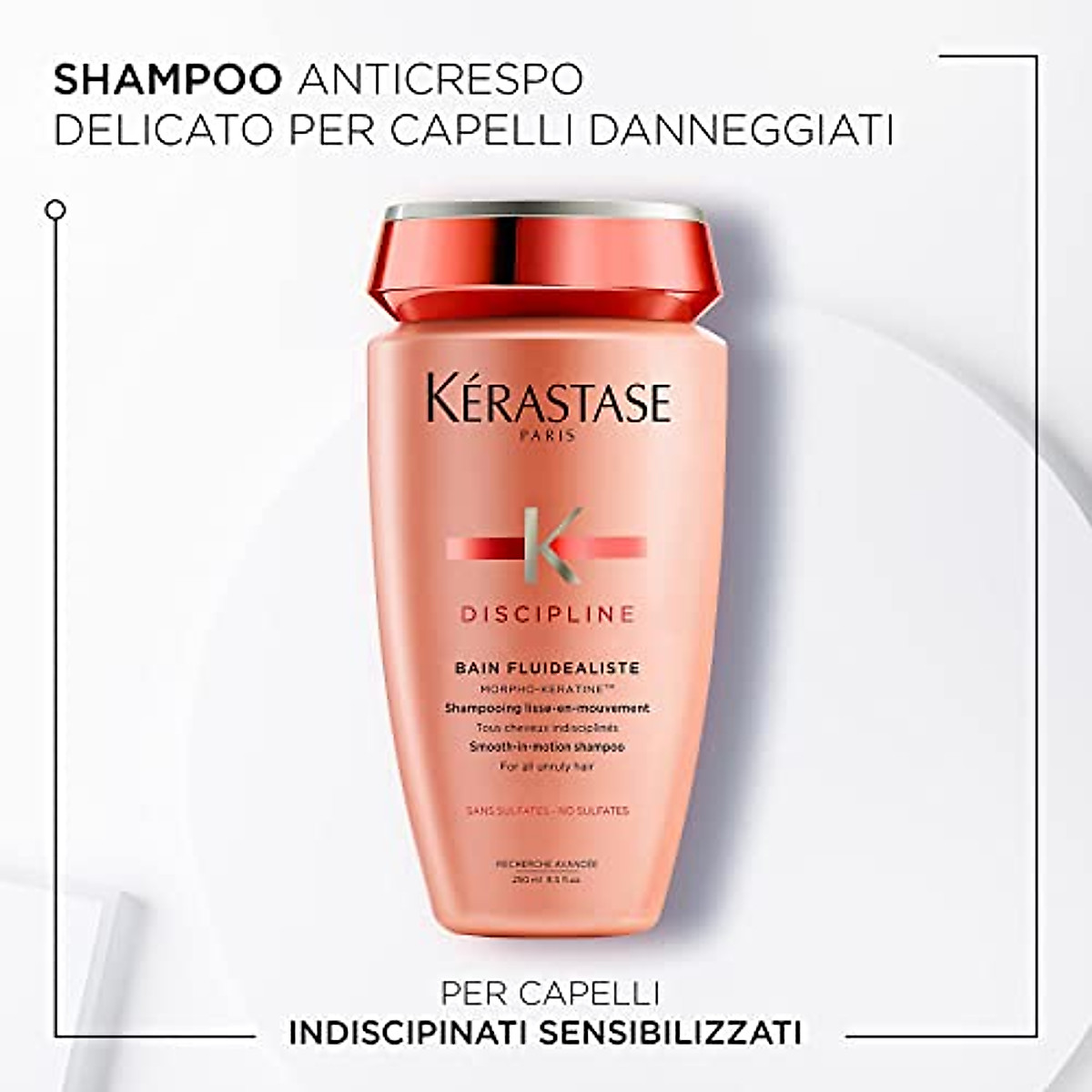 KERASTASE, Discipline Bain Fluidealiste SmoothInMotion Shampoo For Unruly OverProcessed Hair New Packaging 250mloz, 8.5 Fl Oz
