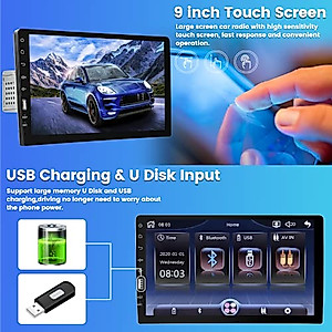 Car Radio Single Din Car Stereo with Apple Carplay Android Auto,FM/AM Radio Hikity 9 Inch Touch Screen Bluetooth Car Audio Receivers Support Phone Mirror Link USB Steering Wheel Control + Backup Cam