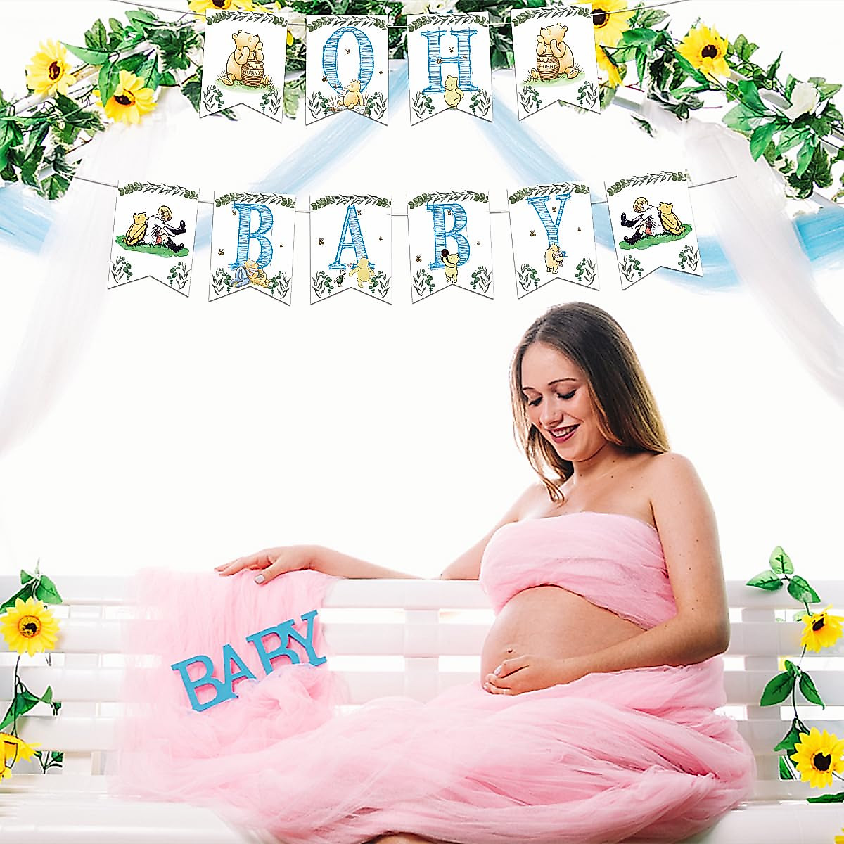 Winnie Oh Baby Banner for The Pooh Baby Shower Decorations Classic Winnie 1 St Birthday Party Supplies Cute Winnie Banner For Winnie Bee Theme Party Banners and Signs