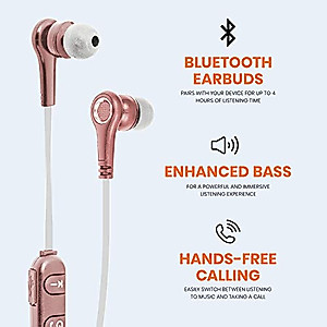 Helix Audioflex Wireless Earbuds, 5.0 Bluetooth Headphones, Enhanced Bass, Built-In Track Controls and Microphone for Hands-Free Calling, Bluetooth Earbuds for Workout, Sports, Running, Gym- Rose Gold