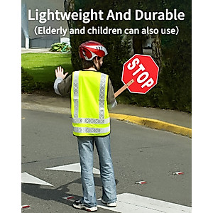 Stop Slow Sign, Double Sided Street Slow Warning Reflective Signs, 13x13in Octagon Rust Free Aluminum, with Bamboo Handle, UV Protected and Waterproof, Weather Resistant, Durable Ink, Easy to Mount