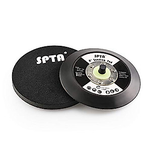 SPTA 6"(150mm) Backing Pad Hook and Loop Backing Plate 5/16"-24 Thread DA Air Random Orbital Sander/Polisher Backing Pad with 6" Interface Cushion Pad for Sanding Finishing Polishing Buffing