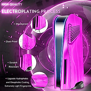 SIKEMAY PS5 Cover Plates for Playstation 5 Console Disc Edition, PS5 Accessories Face plates Side Shell with Cooling Fan Vents, Hard Shockproof Protective Custom Dust Skin Covers Case (Plating Purple)