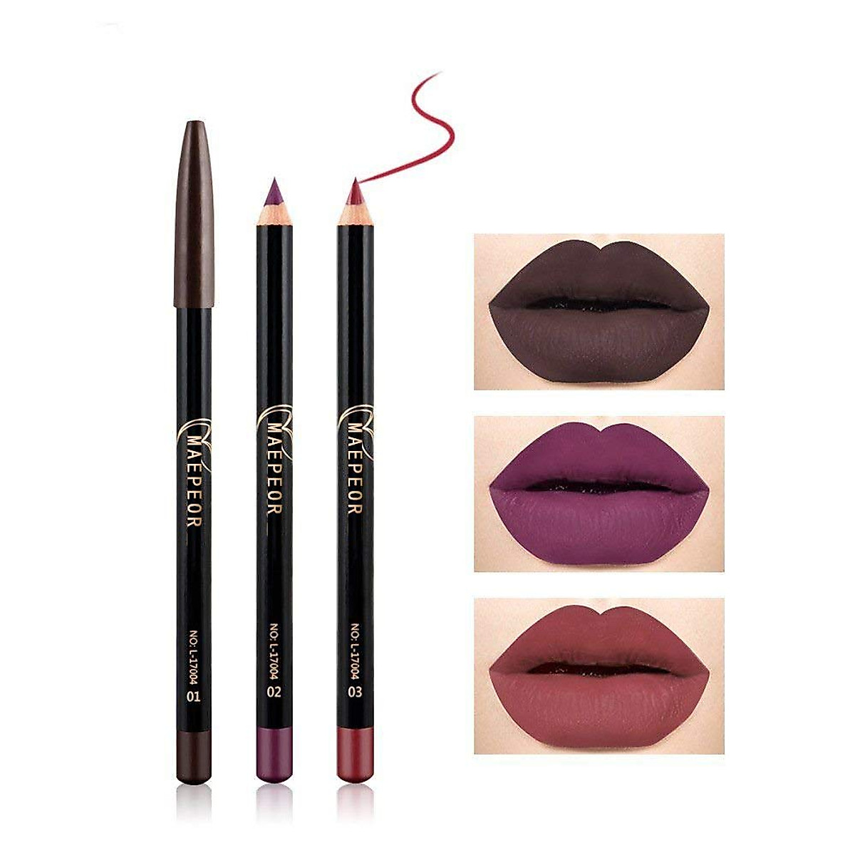MAEPEOR Matte Lip Liner 12 PCS Nude Brown Series Highly Pigmented and Smoothly Velvet Lipliner Pencil Set Long Lasting and Waterproof Durable Lip Liners (12PCS-1)