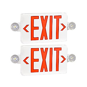 OSTEK Red LED Exit Sign with Emergency Light, Two LED Adjustable Head Emergency Exit Lights with Battery Backup, Dual LED Lamp ABS Fire Resistance UL-Listed 2Pack