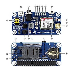 GSM/GPRS/GNSS Bluetooth HAT Expansion Board GPS Module SIM868 Compatible with Raspberry Pi 2B 3B Zero Zero W Support Make a Call,Send Messagess,DataTransfer IOT
