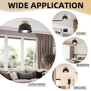 CANMEIJIA Industrial Ceiling Light Fixture with Black Shade, Modern Flush Mount Ceiling Lighting for Bedroom Hallway Kitchen Dining Room, Farmhouse Ceiling Lamp with E26 Base, Bulb Not Included