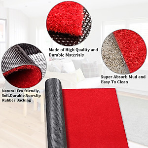 AAZZKANG Red Door Mat Set of 2 Non Slip Durable Multi-Purpose Outdoor Indoor Mat Large 36"x24" Ultra Absorb Mud Easy to Clean Entry Doormat for Inside,Outside,Patio,High Traffic Areas