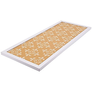 Long Decorative Cork Board for Walls, White Framed Tack Bulletin Board with Floral Print for Bedroom, Dorm Room (10 x 24 in)