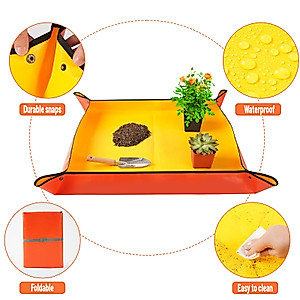 Large Repotting Mat for House Plants Transplanting Portable Potting Tray Waterproof Garden Mat Gardening Gifts for Plant Lovers (Orange 39"X31")