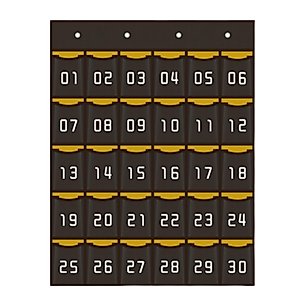 Numbered Hanging Pocket Chart, Classroom Mobile Phone Bag Digital Pocket, Wall Door Hanging Organizer for Teacher Student Hanging Cards Cell Phones Sundries (Fuchsia, 30 Pockets)