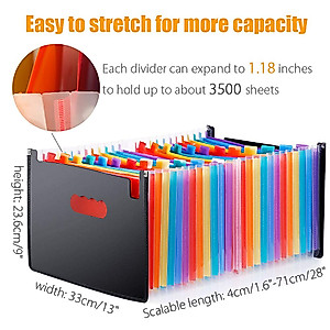 TriMagic Accordian File Folder Organizer, Alphabetical Expanding Filing Folders, A-Z Expandable Accordion File Box with 24 Pockets for Paperwork Paper Keeper Invoice Receipt Bill Document