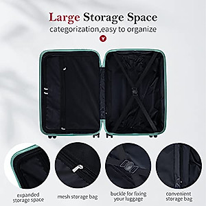 Widfre Luggage Sets 3 Pieces Carry on Suitcase Hardshell Lightweight Travel with Double Spinner Wheels Locks TSA Approved (Green)