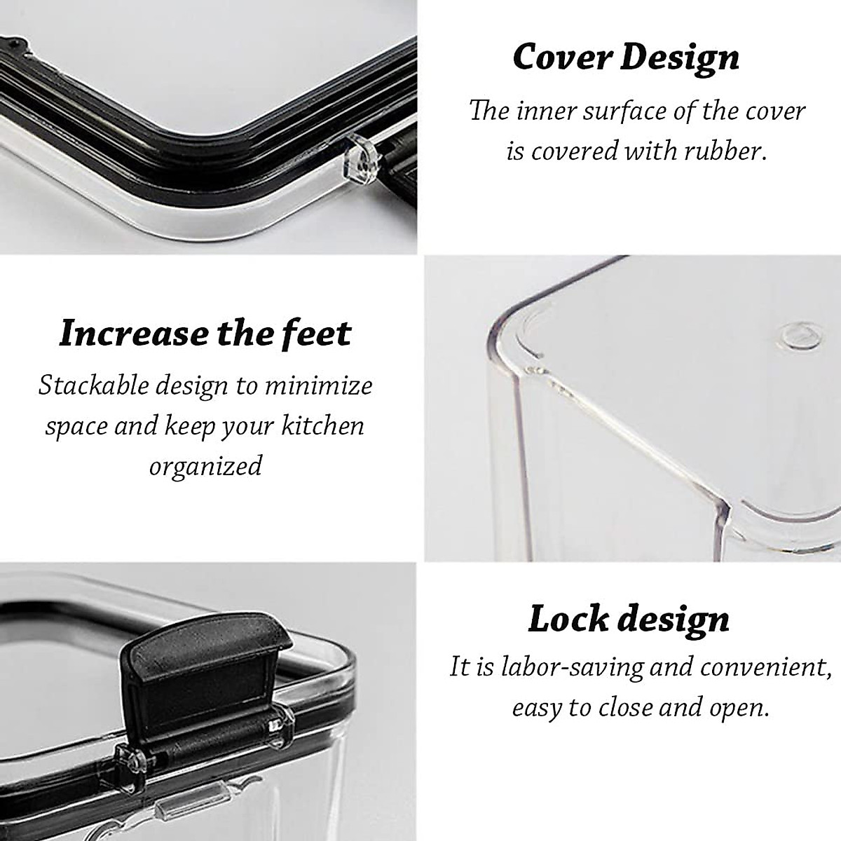 AKOAK 1 Pack Airtight Food Storage Container - (460ml) Square Clear Storage Box - Spices, Sweets, Nuts, Coffee and Tea, Spillproof to Keep Food Fresh and Dry