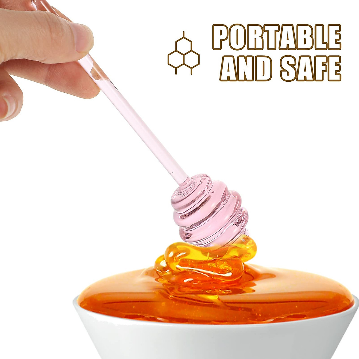 BESTonZON Honey Stirrer Honey Jar Dipper Honey Dipper Syrup Dippers Coffee Honey Twirler Kitchen Stirring Rod Honey Stick Cocktail Stirrers Multi-function Stirring Stick Glass Mix Honeycomb