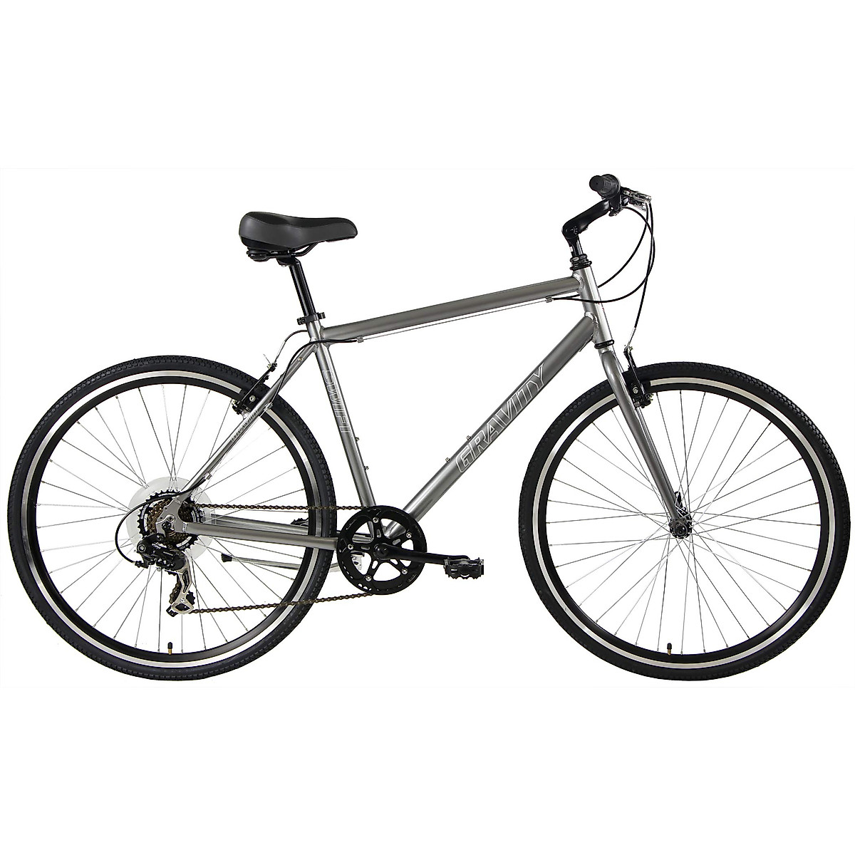 Gravity Swift X4 8 Speed Adventure Hybrid Flat Bar Road Bike (Black, 16" Mens fits Riders 5' 5" to 5' 9")
