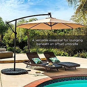 Best Choice Products 4-Piece 158lb Capacity Cantilever Offset Patio Umbrella Circular Base Stand w/Carry Handles, Easy-Fill Spouts, Base Connector Hooks, UV Stability - Black