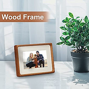 Youncewooder 6x8 Picture Frame, Display 4x6 Picture with Mat, Natural Teak Picture Frame Display Horizontal or Vertical for Tabletop and Wall
