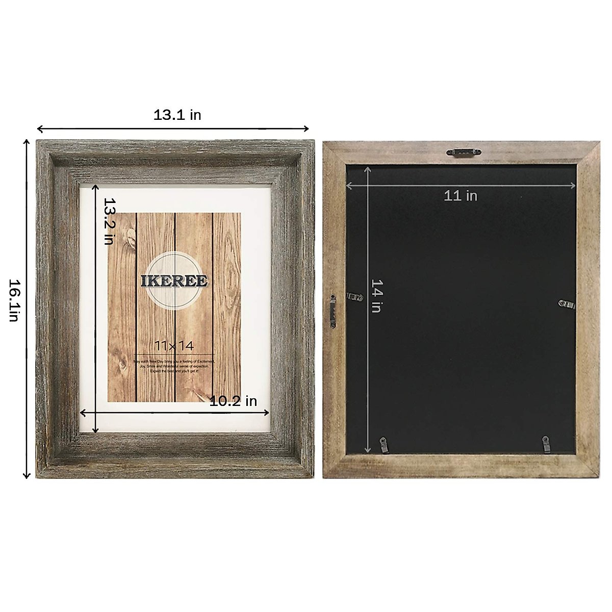 IKEREE Rustic Picture Frames 11x14, Farmhouse Shabby Chic Design, Photo Frames with Plexiglass Front for Wall Display…