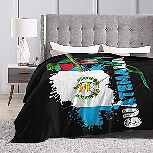Flannel Fleece Blanket for Bed Sofa Room Bedroom Floor,Soft Fuzzy Plush Blanket,Super Soft,Warm,Super Cozy and Comfy for All Seasons (Guatemalan Flag and Guatemala Quetzal Bird,50"X40")