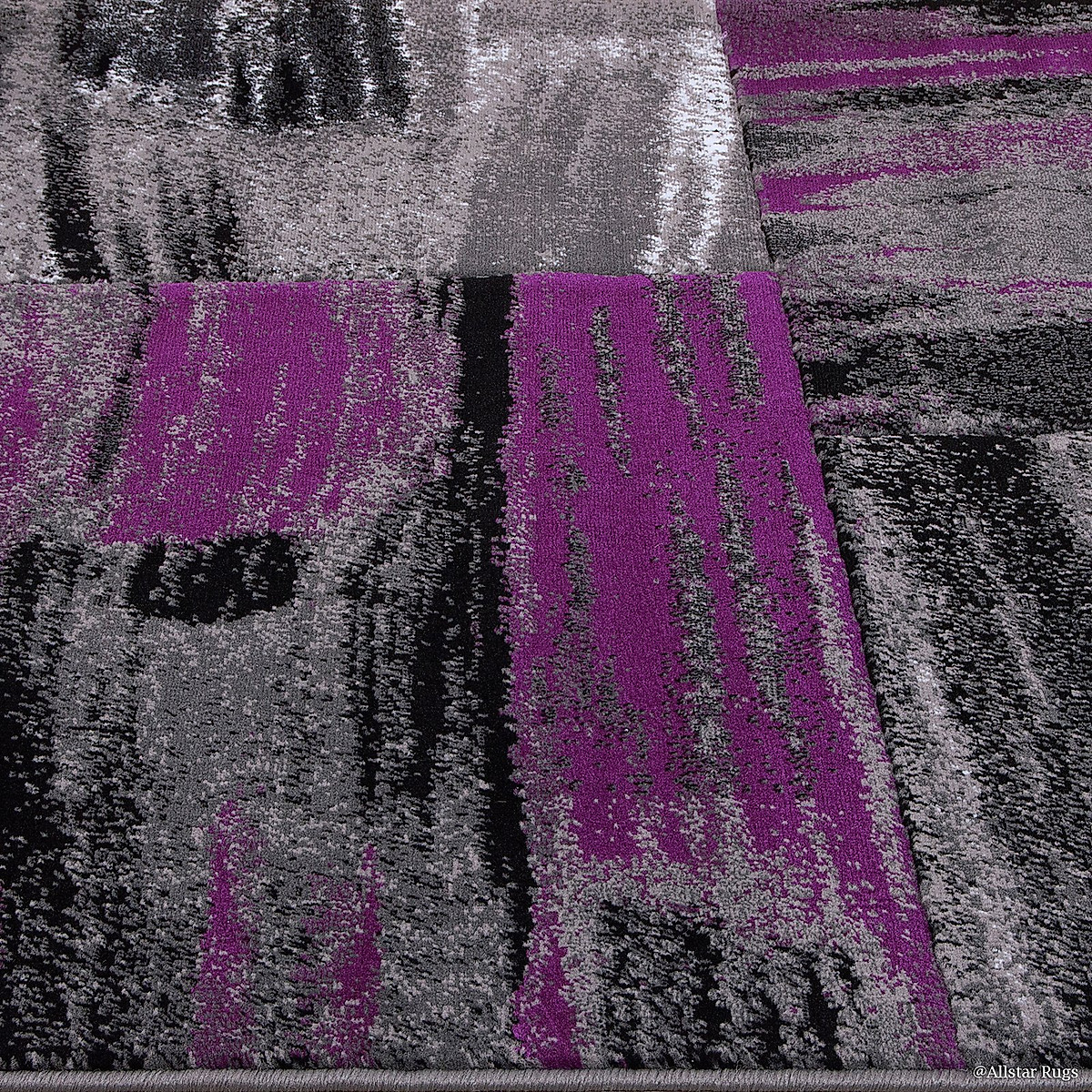 Allstar 8x10 Grey and Purple Modern and Contemporary Rectangular Accent Rug with Gainboro Grey and Charcoal Grey Abstract Bidirectional Brush Stroke Design (7' 9" x 9' 8")