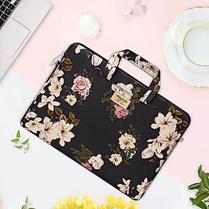 MOSISO Laptop Shoulder Bag Compatible with MacBook Air/Pro,13-13.3 inch Notebook,Compatible with MacBook Pro 14 inch M3 M2 M1 Chip Pro Max 2023-2021, Polyester Freesia Briefcase Sleeve with Belt
