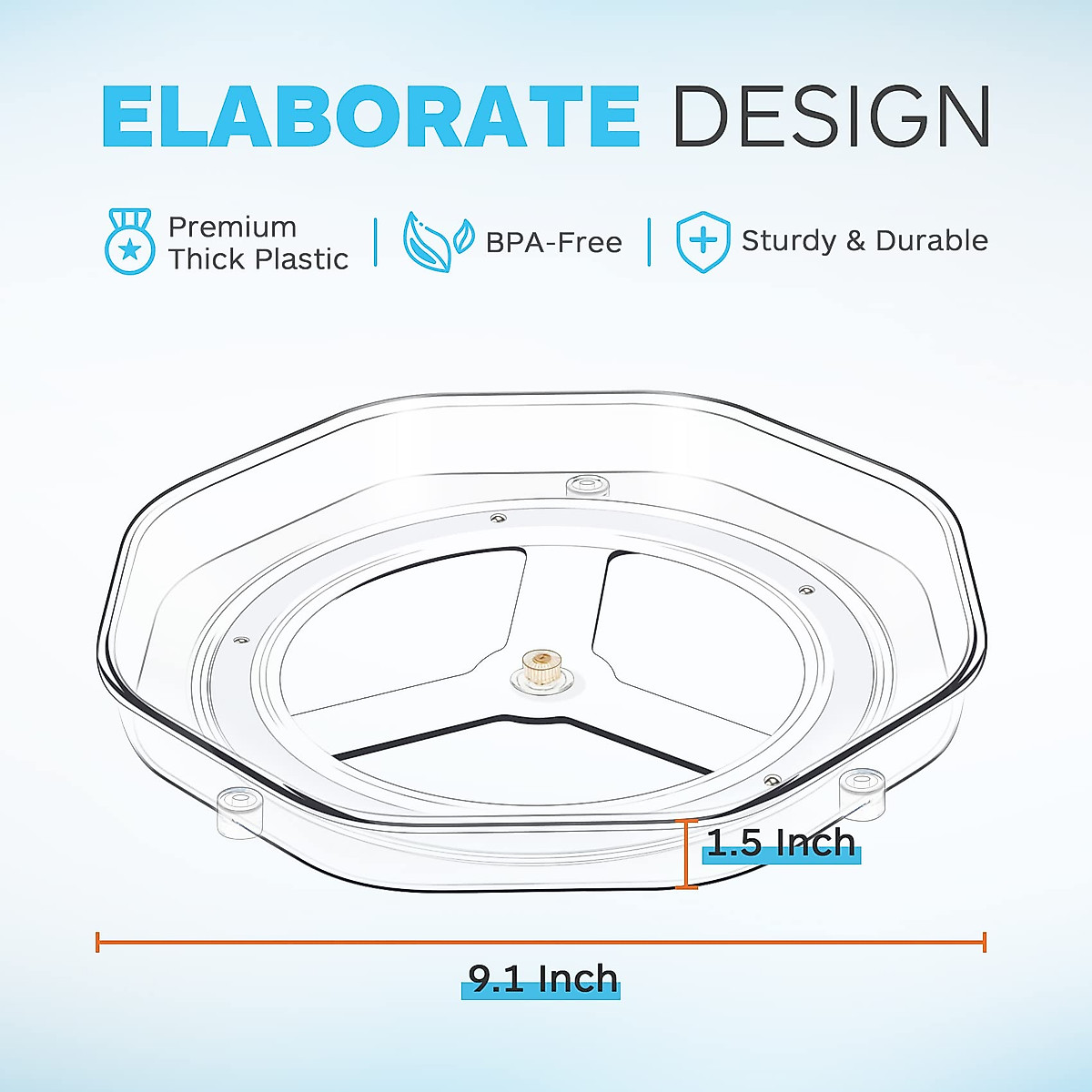 Lazy Susan Organizer for Cabinet, Lazy Susan Turntable for Cabinet, 9.1 Inches Lazy Susan Spice Rack（2 Pack）