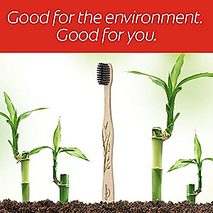 Colgate Charcoal Bamboo Toothbrushes, Eco Friendly Natural Bamboo Handle, Soft, 4 Count