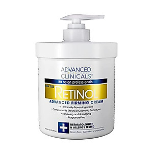 Advanced Clinicals Retinol Body Lotion Moisturizer Face & Body Cream & Crepey Skin Care Treatment, Anti Aging Retinol Cream Targets Appearance Of Wrinkles, Sagging Skin, & Sun Damaged Skin, 16 Oz