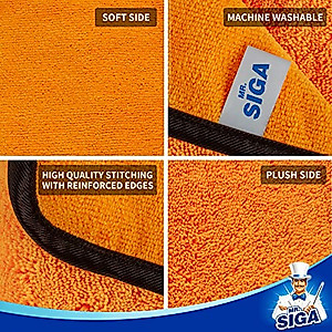 MR.SIGA Professional Premium Microfiber Towels for Household Cleaning, Dual-Sided Car Washing and Detailing Towels, Gold, 15.7 x 23.6 inch, 3 Pack