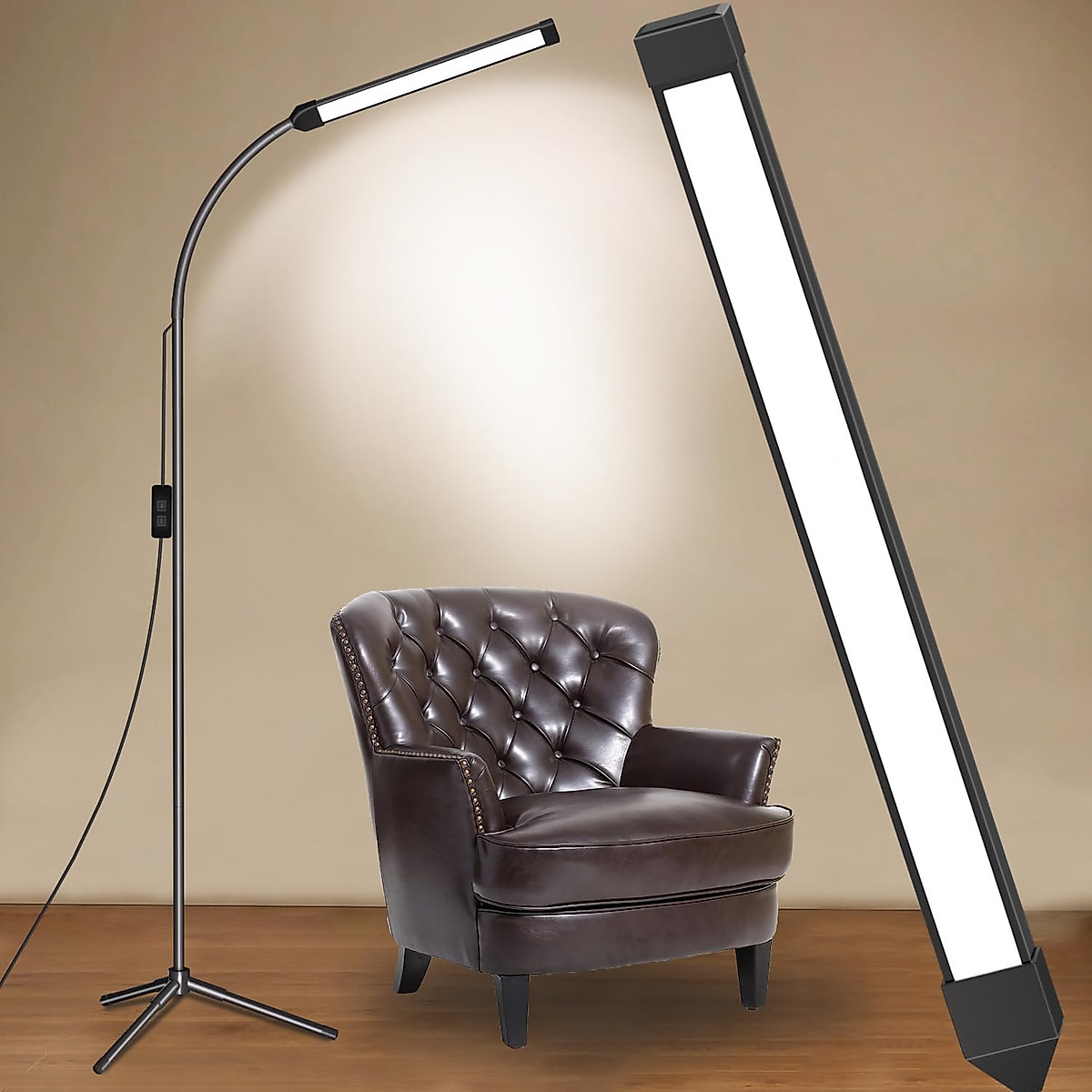 Led Floor Lamp for Eyelash Extensions Craft Task Lamps Floor Standing Adjustable Gooseneck Dimmer Beauty Lamp Floor for Lashes Facial Spa Salon Makeup