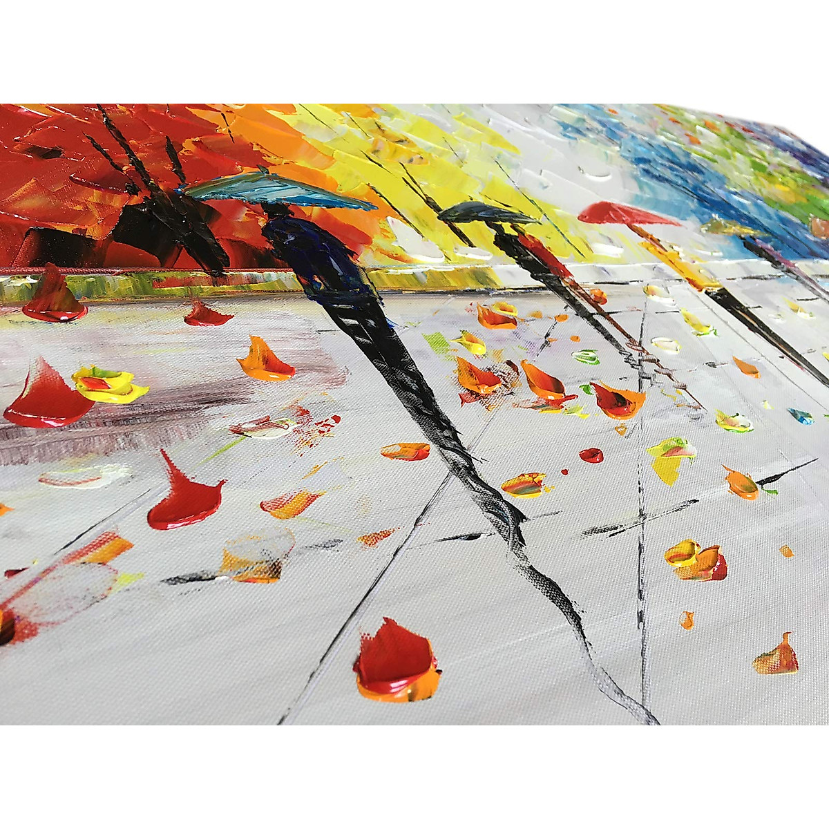 100% Hand-painted Abstract Landscape Wall Art People Walking Modern Oil Painting