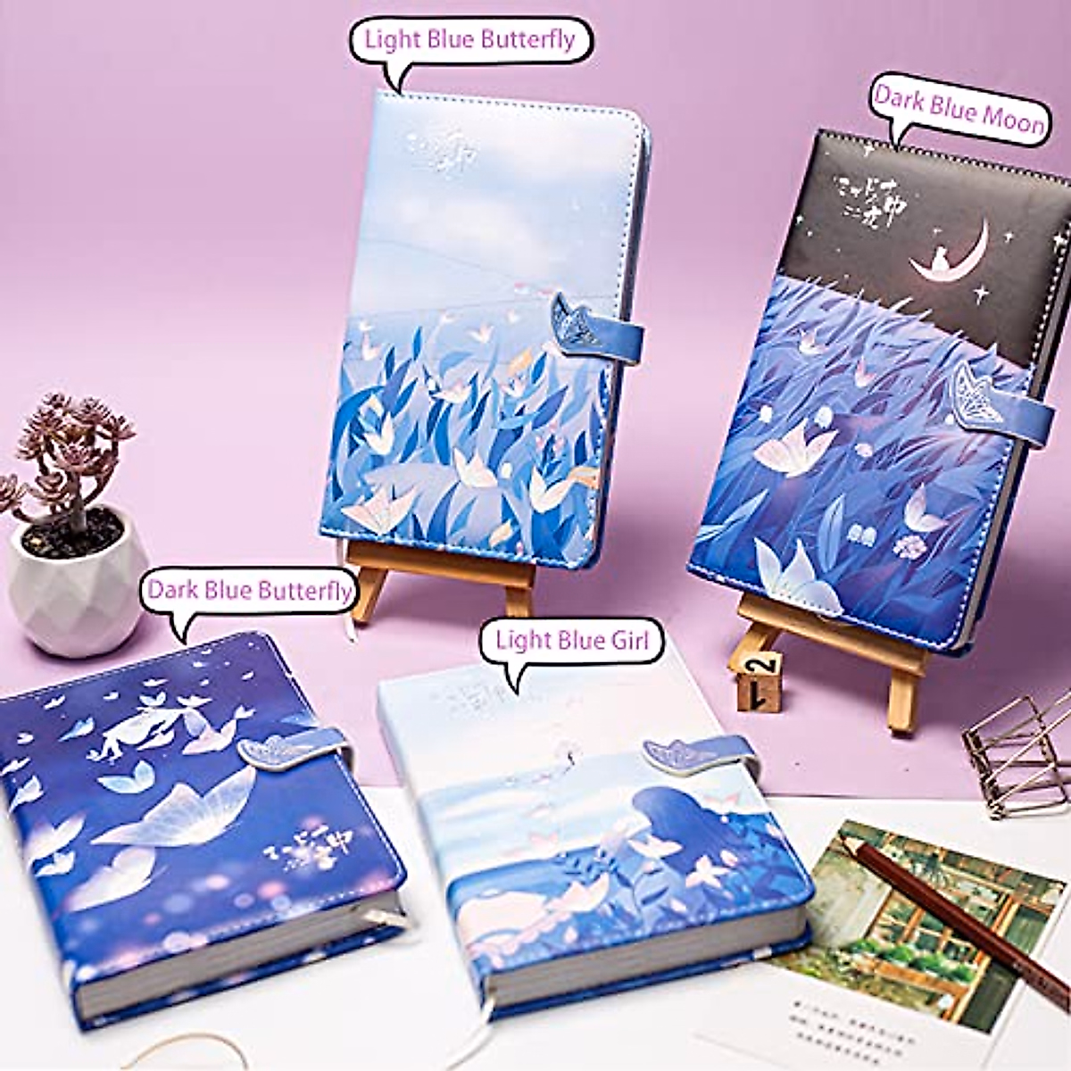 Tomolucky Direct Colorful Blank Writing Journal for Women,PU Leather Hardcover Notebooks Beautiful Journal to Write in,Personal Diary,Gift for women Girls, 258 Page