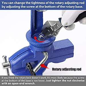 Bench Vise with Clamp Post Universal 3 Inch Bench Clamps 360° Swivel Base Home Vise for Holding Irregular Objects Table Vice with Longer Clamping Distance for Woodworking, Drilling, etc.