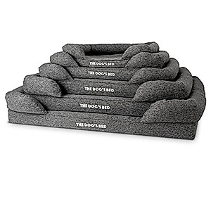 The Dog’s Bed Orthopedic Dog Bed XL Grey Poly-Linen 43.5x34, Memory Foam, Pain Relief: Arthritis, Hip & Elbow Dysplasia, Post Surgery, Lameness, Supportive, Calming, Waterproof Washable Cover