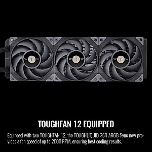 Thermaltake TOUGHLIQUID 360 ARGB Motherboard Sync All-in-One Liquid CPU Cooler, AMD (AM4) / Intel (LGA 1200), 360mm High Efficiency Radiator CL-W321-PL12BL-A, Black