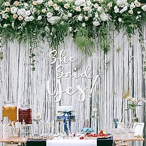 Urwonderbox She Said Yes Wooden Sign Propose Engagement Marry Me Wedding Party Wall Decor Sign Bachelorette Bridal Shower Party Bedroom Sign Decorations(White, Large)