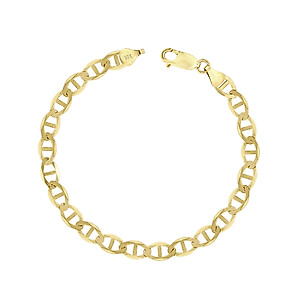 Nuragold 10k Yellow Gold Solid 6mm Anchor Mariner Link Chain Womens Bracelet, Mens Womens Jewelry 7" 7.5" 8" 8.5" 9"