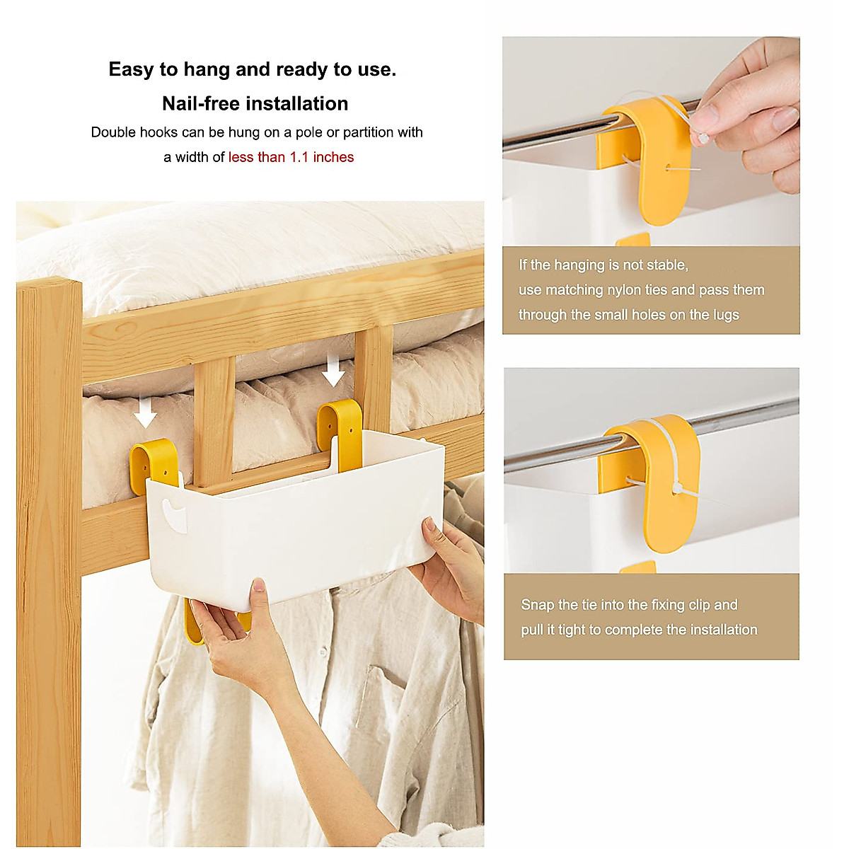 WYZHDQ Bedside Organizer Storage Caddy Hanging as Bunk Bed Storage Accessories Handrail Multi Pockets for Dorm Bunk Bed Shelf