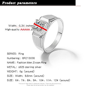 H&Beautimer Noble Women's 925 Sterling Silver Ring AAAAA CZ Zircon Inlaid Wedding Rings US Size 6,7,8,9,10,11,12# Unisex Jewelry Italian Handmade (10#)