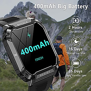 ANYTEC Military Smart Watches for Men, 1.95'' IP68 Waterproof Smart Watch with Bluetooth Call (Answer/Make Calls), Fitness Tracker Watch with 120+ Sports Modes, Tactical Smartwatch for Android iPhone