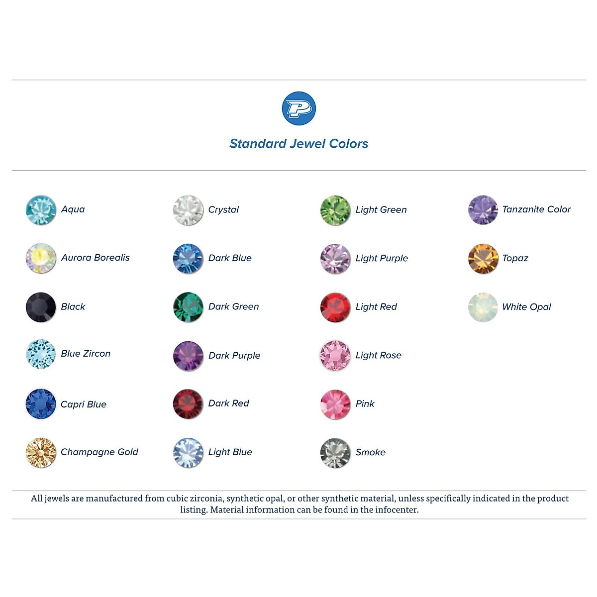 Painful Pleasures 20g Internally Threaded Labret Post with Crystal Jewel Top - Price per 1-6mm ~ 1/4"