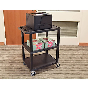LUXOR WT34S 3 Shelves Tuffy Utility Cart - Black