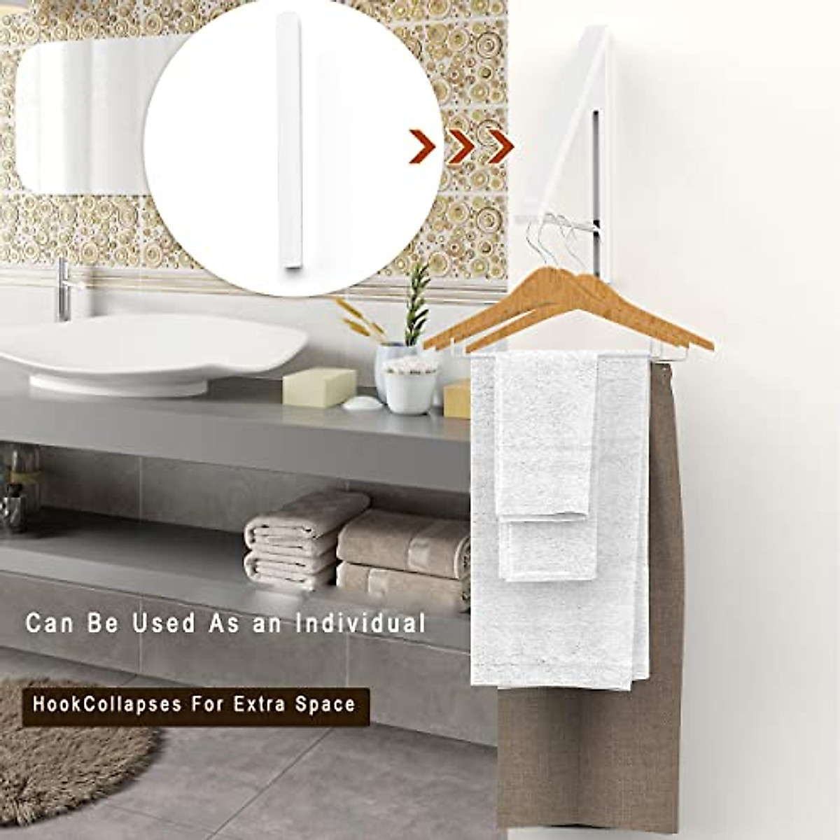 Anjuer Drying Rack Wall Mounted Clothes Hanger Folding Wall Coat Racks Aluminum Home Storage Organiser Space Savers