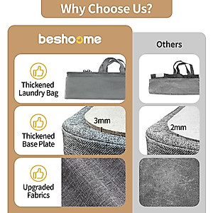 BESHOOME Grey Laundry Hamper with Lid, 140L Extra Large Laundry Basket, 2 Section Laundry Hamper, Laundry Hamper with Handle and Removable Bags, Double Laundry Hamper, Foldable Dirty Clothes Hamper
