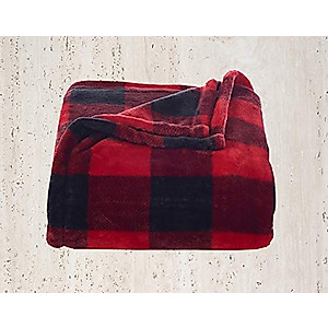 The Big One Throw Blanket, Super Soft Plush Red and Black Buffalo Plaid Pattern Checked Throw for Couch, or Bed Cozy Lightweight Fluffy Oversized 5 x 6 ft, Living Room and Bedroom