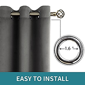 BGment Blackout Curtains for Bedroom - Grommet Thermal Insulated Room Darkening Curtains for Living Room, Set of 2 Panels, Each 46 x 54 Inch, Dark Grey