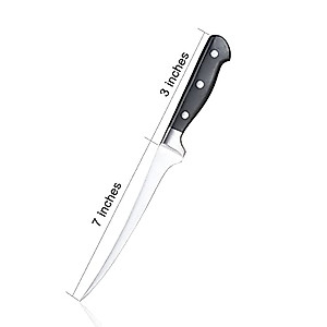 MEUFTY'S 7 Inch Flexible blade with Corrosion Resistant Coating POM Smooth Grip-Solid Handle Thin Fillet Fishing Knife Precision Forged High-Carbon Stainless German Super Steel Certified Knife